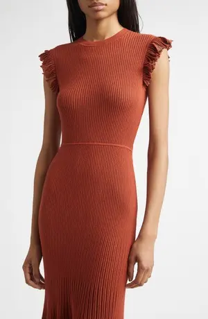 Ulla Johnson Noelle Metallic Knit Dress - Copper
