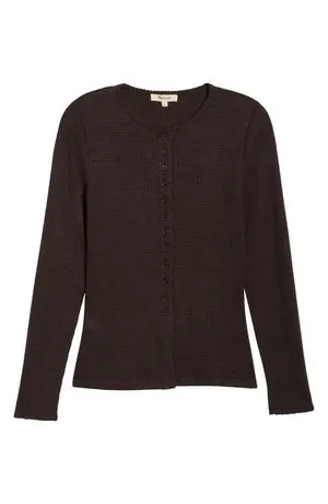 Madewell Waffle Knit Cutaway Crewneck Cardigan