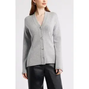 Nordstrom Wool And Cashmere Cardigan - Grey Silk Heather
