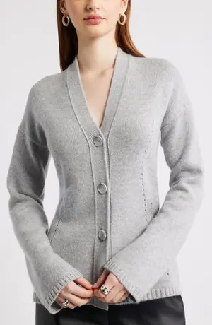 Nordstrom Wool And Cashmere Cardigan - Grey Silk Heather