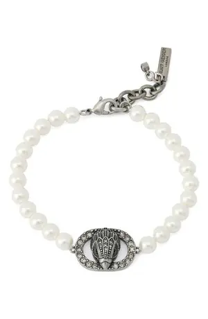 Kurt Geiger Eagle Faux Pearl Bracelet - Rhodium/pearl