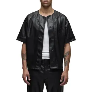 Hudson Jeans Faux Leather Baseball Jersey
