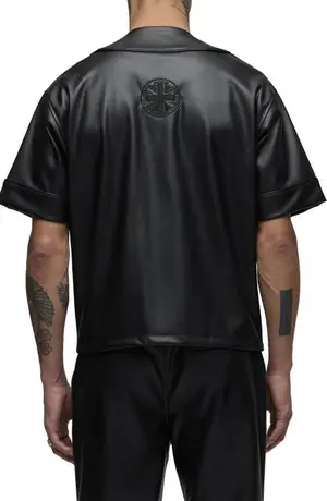Hudson Jeans Faux Leather Baseball Jersey