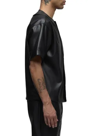 Hudson Jeans Faux Leather Baseball Jersey