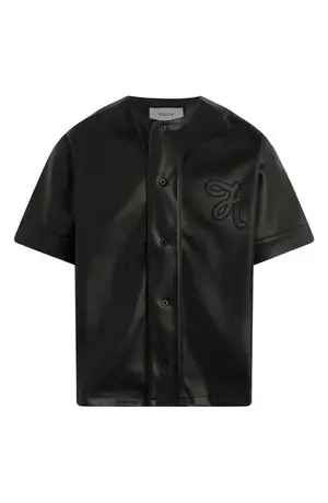 Hudson Jeans Faux Leather Baseball Jersey