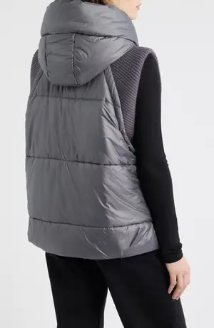 Dra Violet Hooded Hybrid Puffer Vest