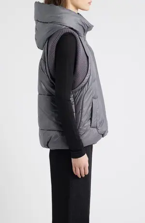 Dra Violet Hooded Hybrid Puffer Vest