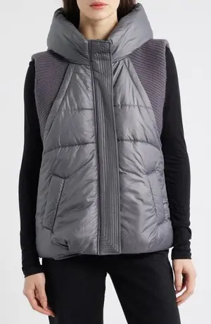 Dra Violet Hooded Hybrid Puffer Vest