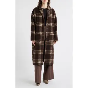 Dra Ginny Check Wool-blend Longline Coat