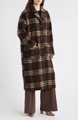 Dra Ginny Check Wool-blend Longline Coat