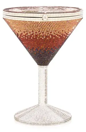 Judith Leiber Espresso Martini Crystal Embellished Clutch - Silver Brown Multi