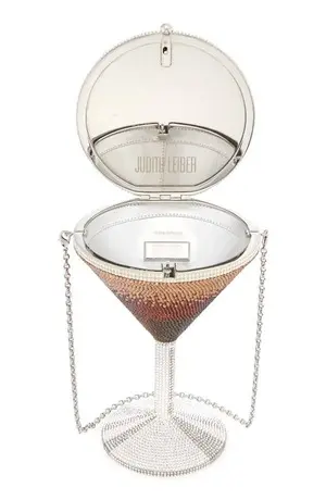 Judith Leiber Espresso Martini Crystal Embellished Clutch - Silver Brown Multi