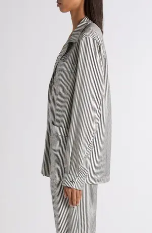 TOM FORD Stripe Silk Button-up Pajama Shirt