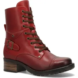 TAOS Crave Leather Combat Boots - Classic Red