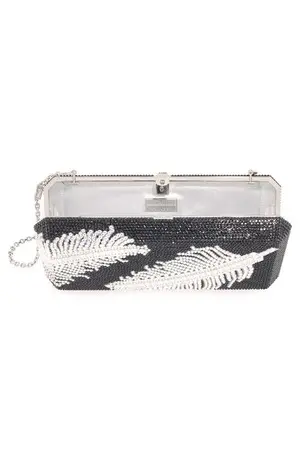 Judith Leiber Slim Feather Crystal Slide Clutch
