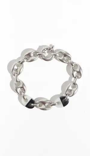 67JEWELRY Mooi Mariner Link Bracelet With Onyx And Moonstone - Silver