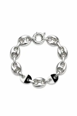 67JEWELRY Mooi Mariner Link Bracelet With Onyx And Moonstone - Silver
