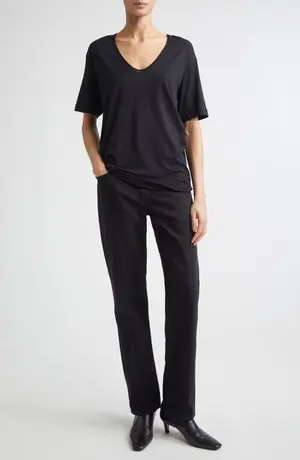 TOTEME Silk Crepe T-shirt - Black