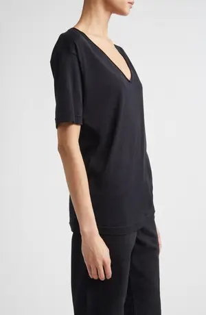 TOTEME Silk Crepe T-shirt - Black
