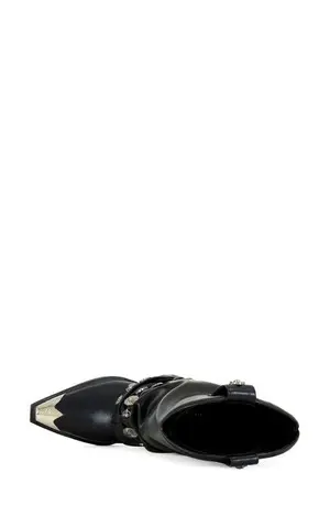 AZALEA WANG Ashraf Studded Western Boots - Black