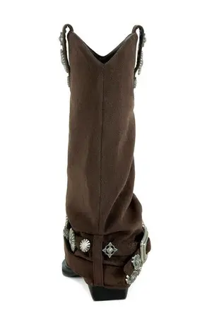 AZALEA WANG Ashraf Studded Western Boots