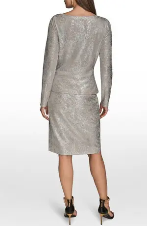 Donna Karan New York Ruched Side Foil Top