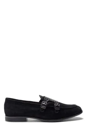 CARLOS BY CARLOS SANTANA Virtuoso Double Monk Loafer - Black Croco Print