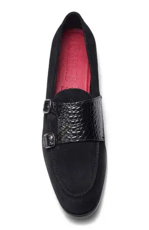CARLOS BY CARLOS SANTANA Virtuoso Double Monk Loafer - Black Croco Print