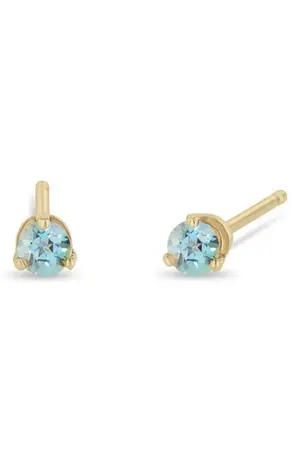 Zoe Chicco 14k Gold Stud Earrings - Yellow Gold/aquamarine