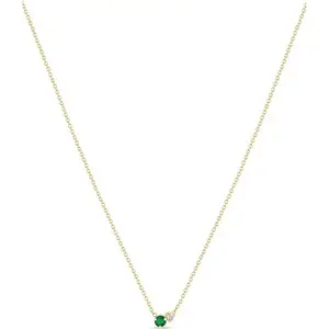 Zoe Chicco 14k Gold Mixed Stone Pendant Necklace - Yellow Gold/emerald