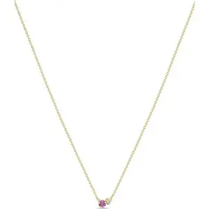 Zoe Chicco 14k Gold Mixed Stone Pendant Necklace - Yellow Gold/pink Saphire