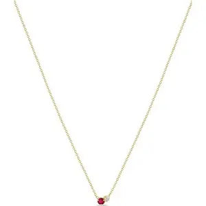 Zoe Chicco 14k Gold Mixed Stone Pendant Necklace - Yellow Gold/ruby