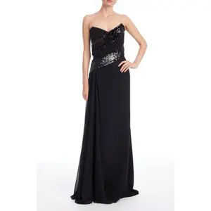 Badgley Mischka Sequin Strapless Gown