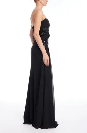 Badgley Mischka Sequin Strapless Gown