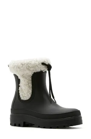 La Canadienne Peak Faux Shearling Winter Boots Black Rubber