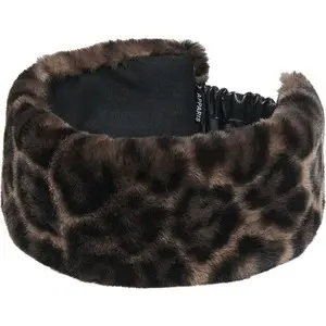 Apparis Eleni Leopard Print Faux Fur Headband Dark Leopard