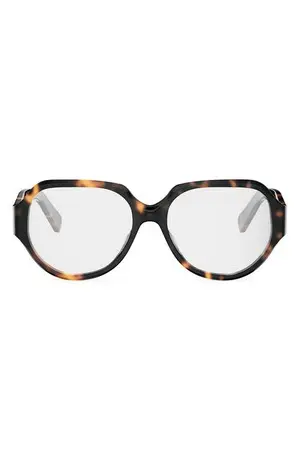 Celine Triomphe 56mm Geometric Eyeglasses Dark Havana