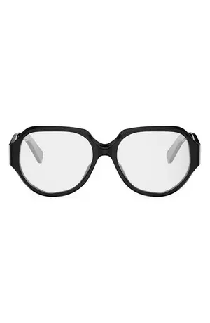 Celine Triomphe 56mm Geometric Eyeglasses - Shiny Black