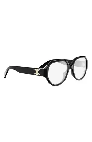 Celine Triomphe 56mm Geometric Eyeglasses - Shiny Black