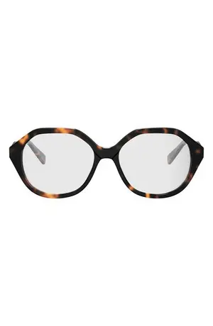 Celine 54mm Geometric Eyeglasses Dark Havana