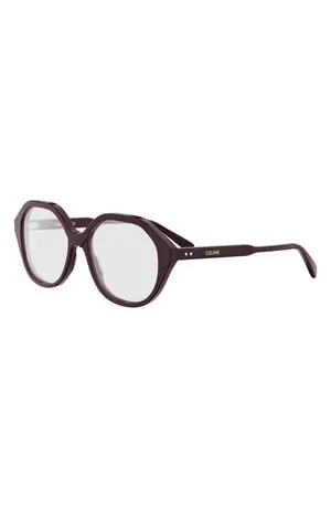 Celine 54mm Geometric Eyeglasses - Shiny Dark Brown