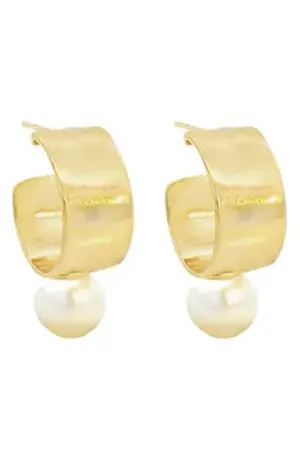 MACRAE & CO. X Sharina Faux Pearl Drop Hoop Earrings - Gold