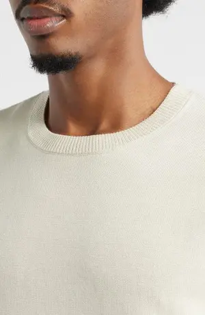 OPEN EDIT Short Sleeve Crewneck Sweater - Ivory Dove