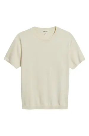 OPEN EDIT Short Sleeve Crewneck Sweater - Ivory Dove