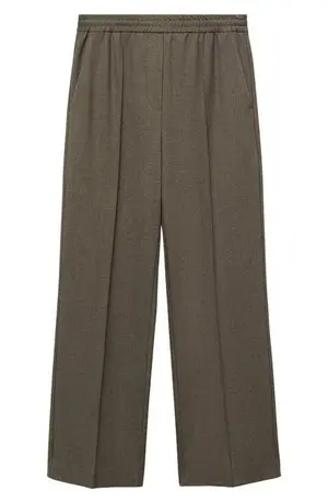 Mango High-waist Wide-leg Pants - Green