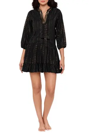 MIRACLESUIT® Metallic Jacquard Cover-up Dress - Black