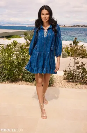 Miraclesuit Metallic Jacquard Cover-up Dress - Twilight