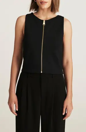 MAVI Front Zip Sleeveless Crop Top