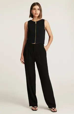 MAVI Front Zip Sleeveless Crop Top