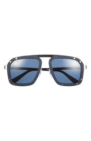 CARTIER 55mm Polarized Navigator Sunglasses - Blue